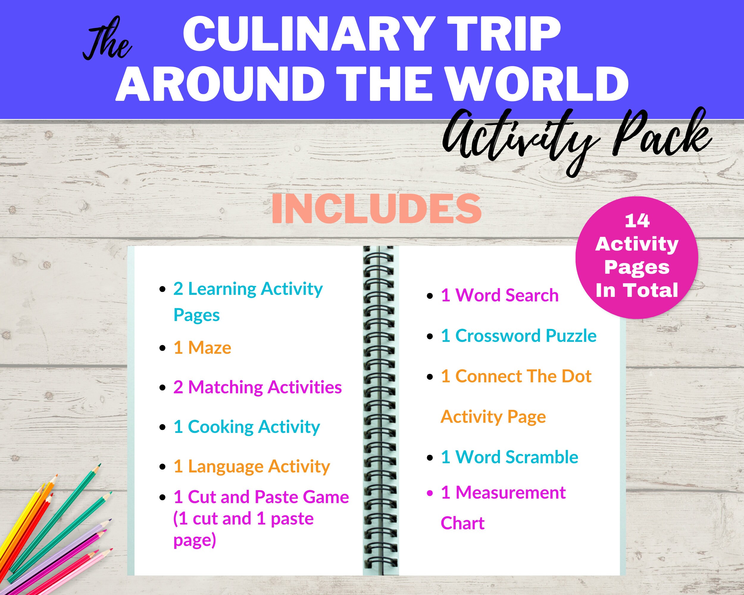 Culinary Trip Around the World Activity Pack Educational Kids Activity ...