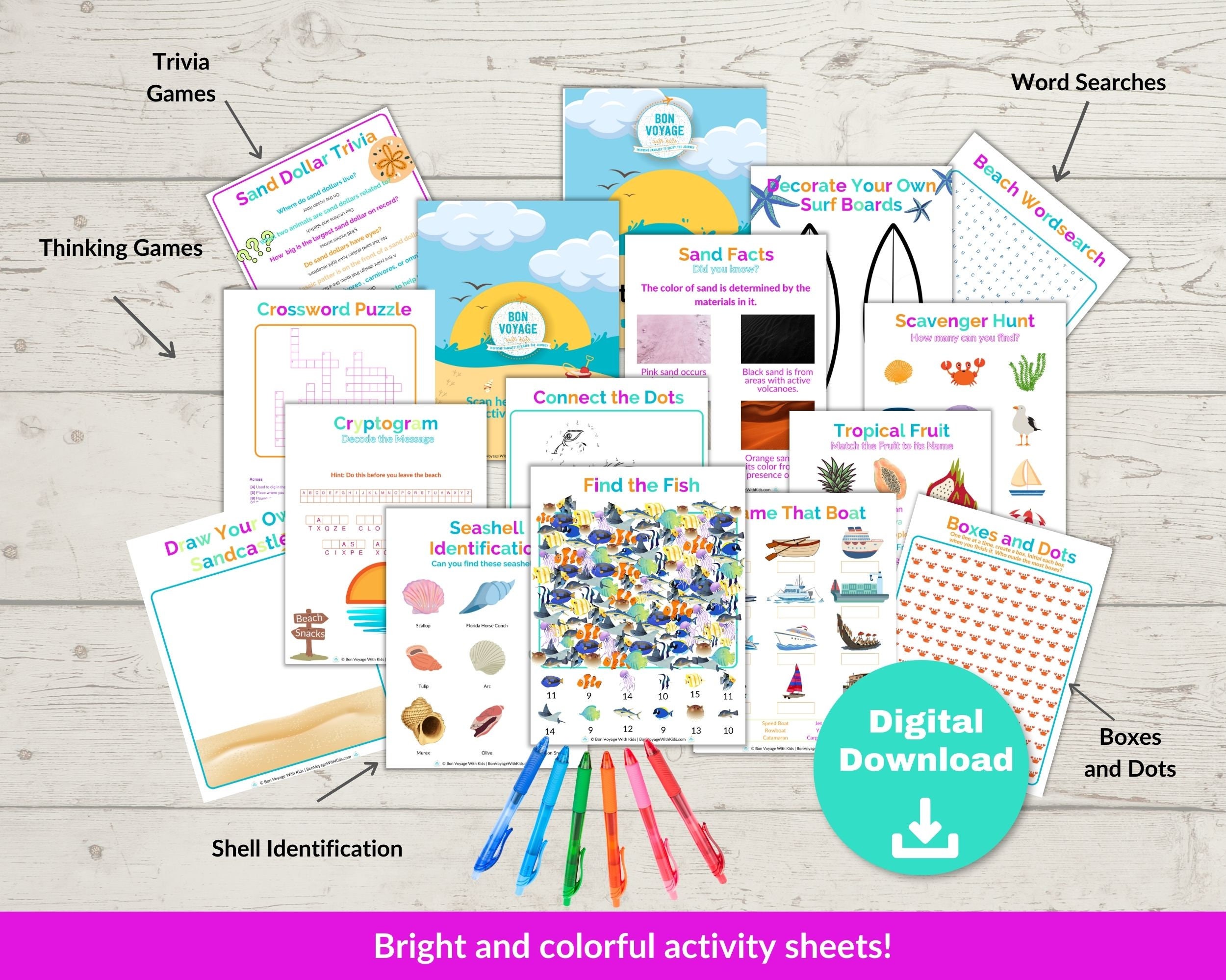 The Ultimate Digital Beach Activity Pack for Kids - Vacation Activity ...