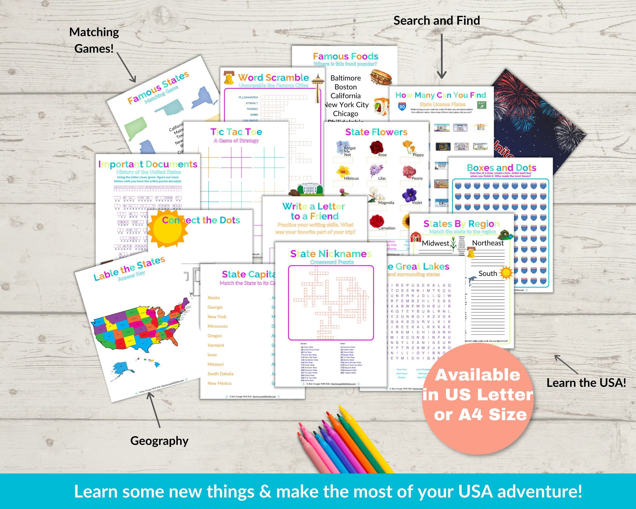 USA Activity Pack for Kids: Printable Games & Coloring Pages (digital ...