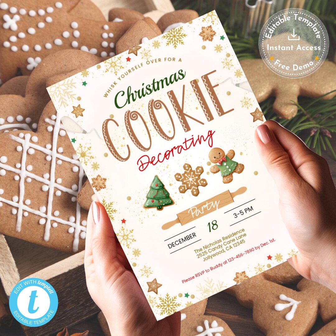 Christmas Cookie Decorating Invitation Template: Festive Gingerbread ...