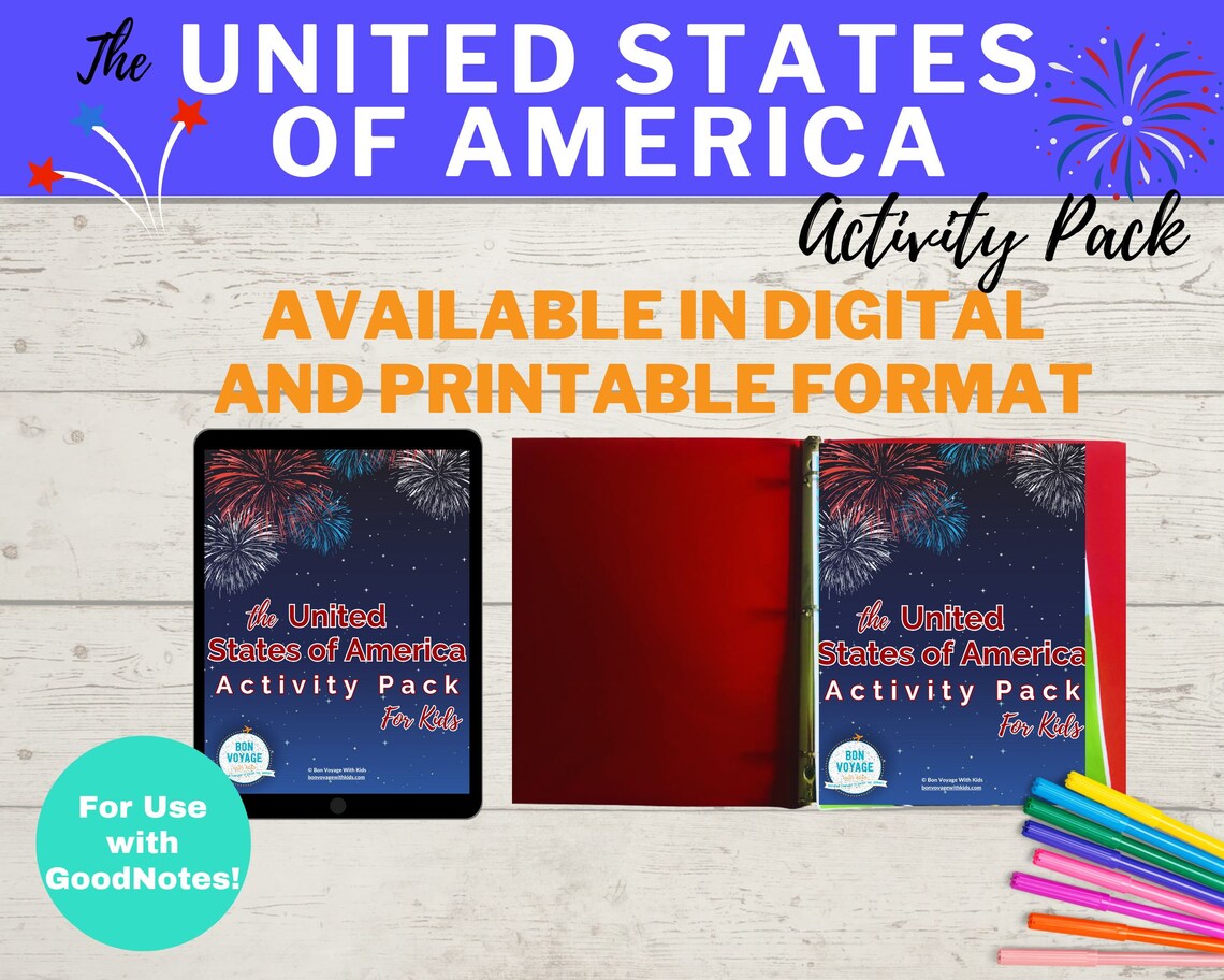 USA Activity Pack for Kids: Printable Games & Coloring Pages (digital ...