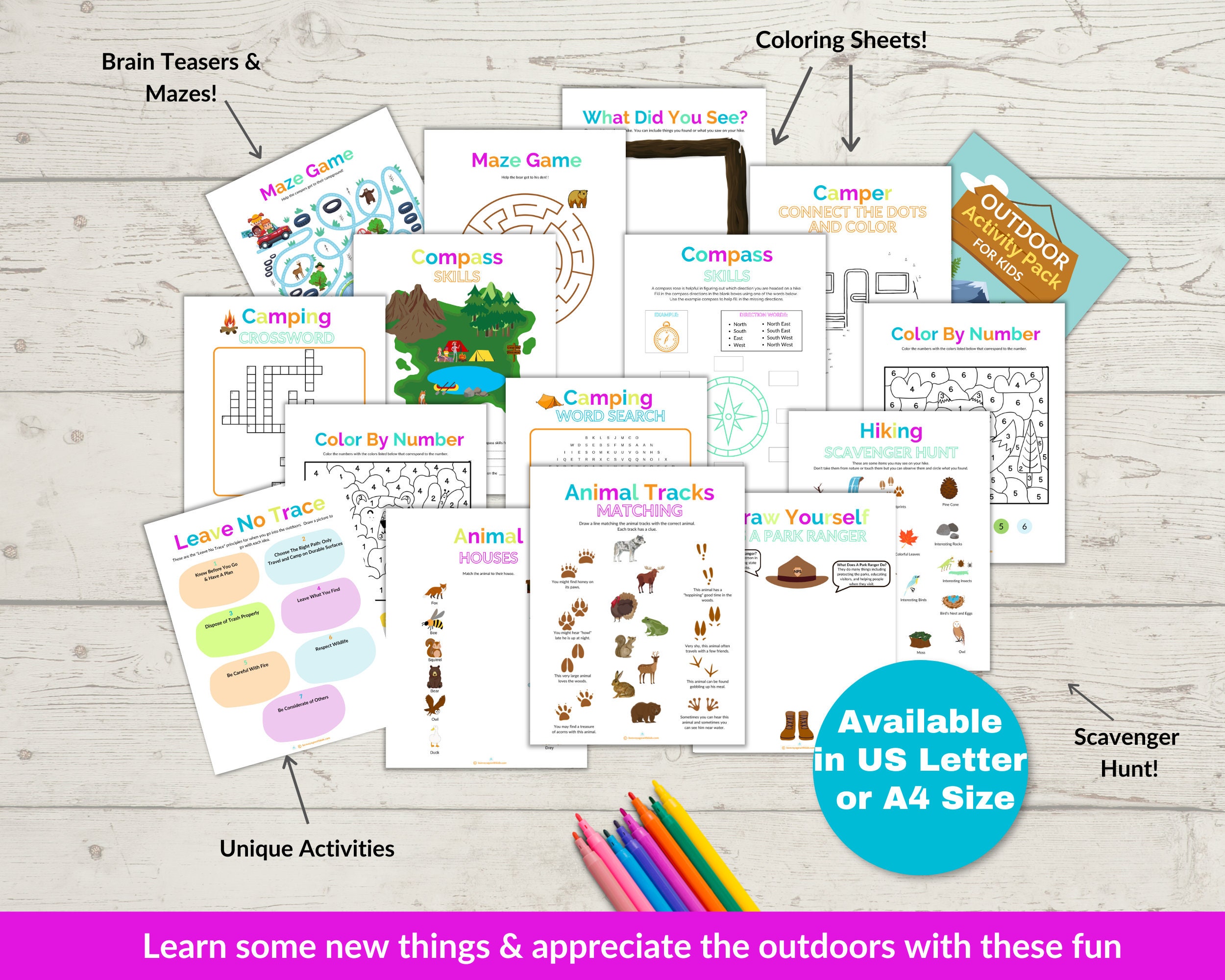 Kids Outdoor Activity Pack: Scavenger Hunt, Mazes, Games (digital ...
