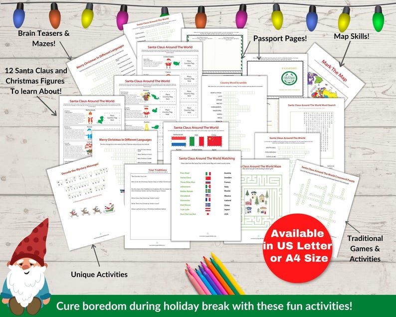 Christmas Around the World Activity Pack: Printable Games (digital ...
