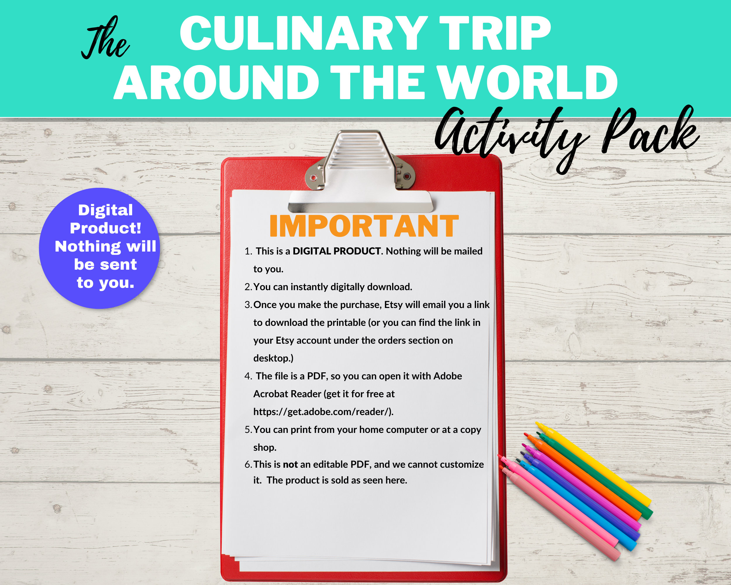 Culinary Trip Around the World Activity Pack Educational Kids Activity ...