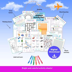 Airplane Activity Pack for Kids: Travel Games & Puzzles (digital ...