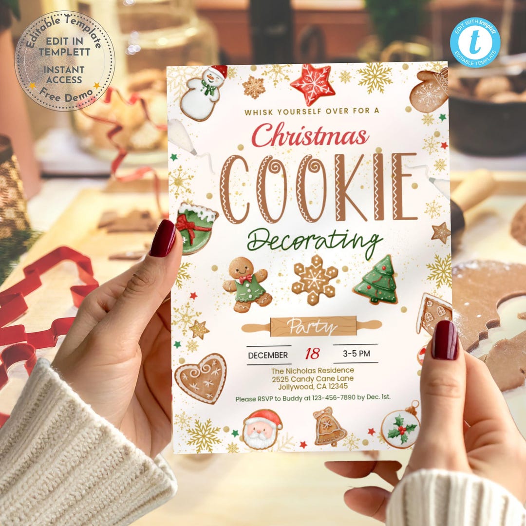 Festive Cookie Decorating Invitation: Christmas Baking Theme Party ...