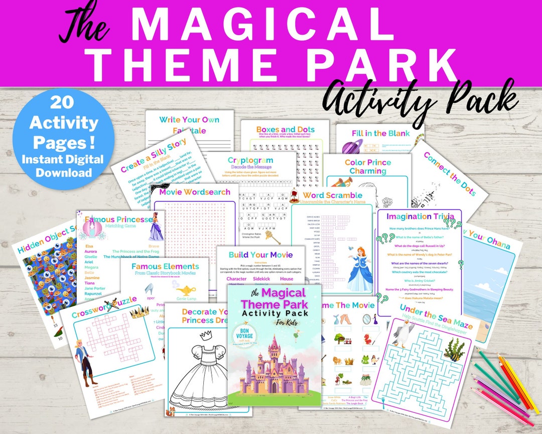 Magical Kingdom Activity Pack: Theme Park Games & Coloring (PDF) - Etsy