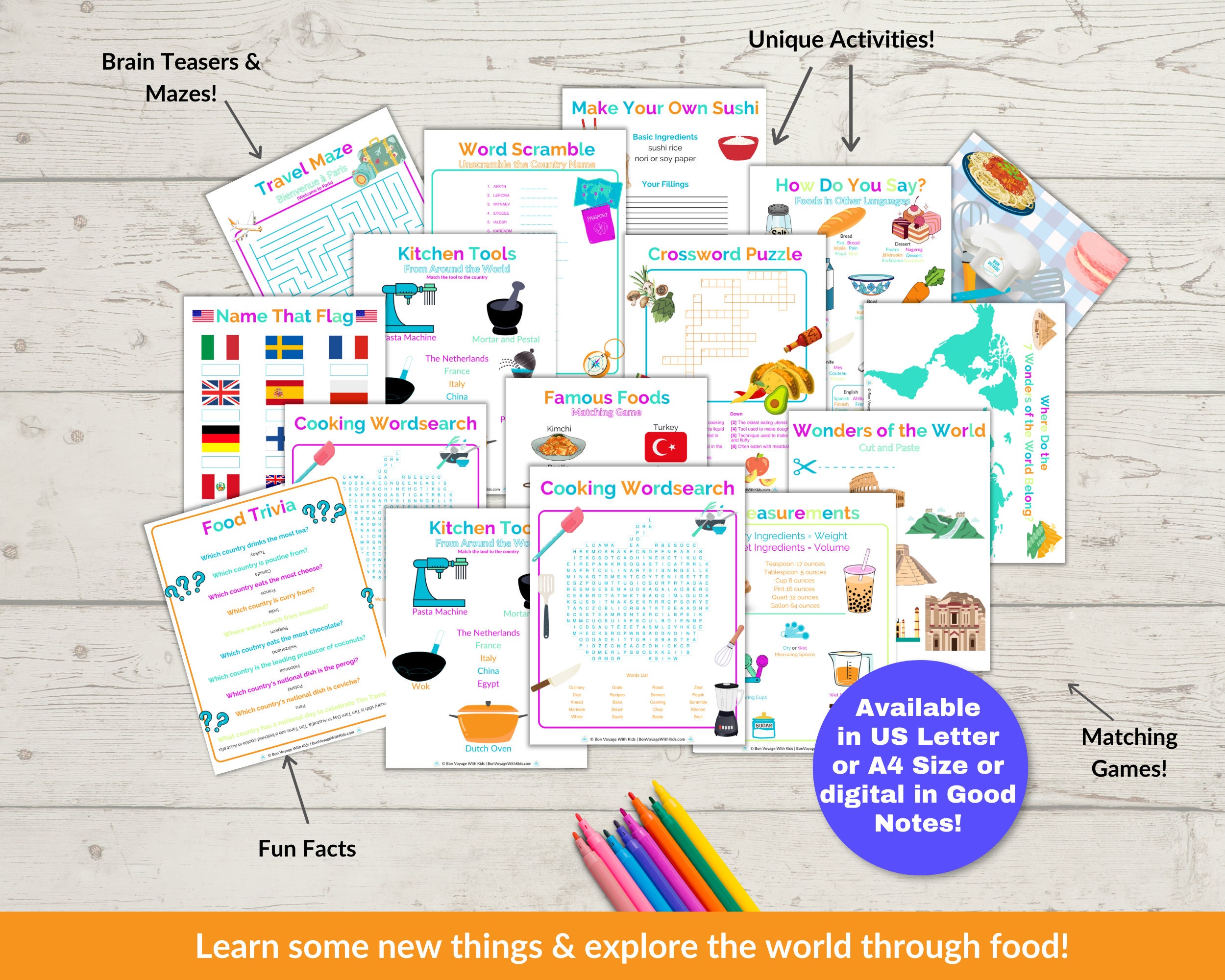 Culinary Trip Around the World Activity Pack Educational Kids Activity ...