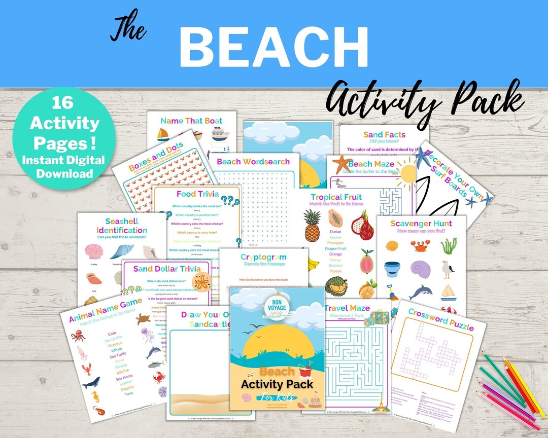 Beach Activity Pack for Kids: Printable Games & Puzzles (digital ...