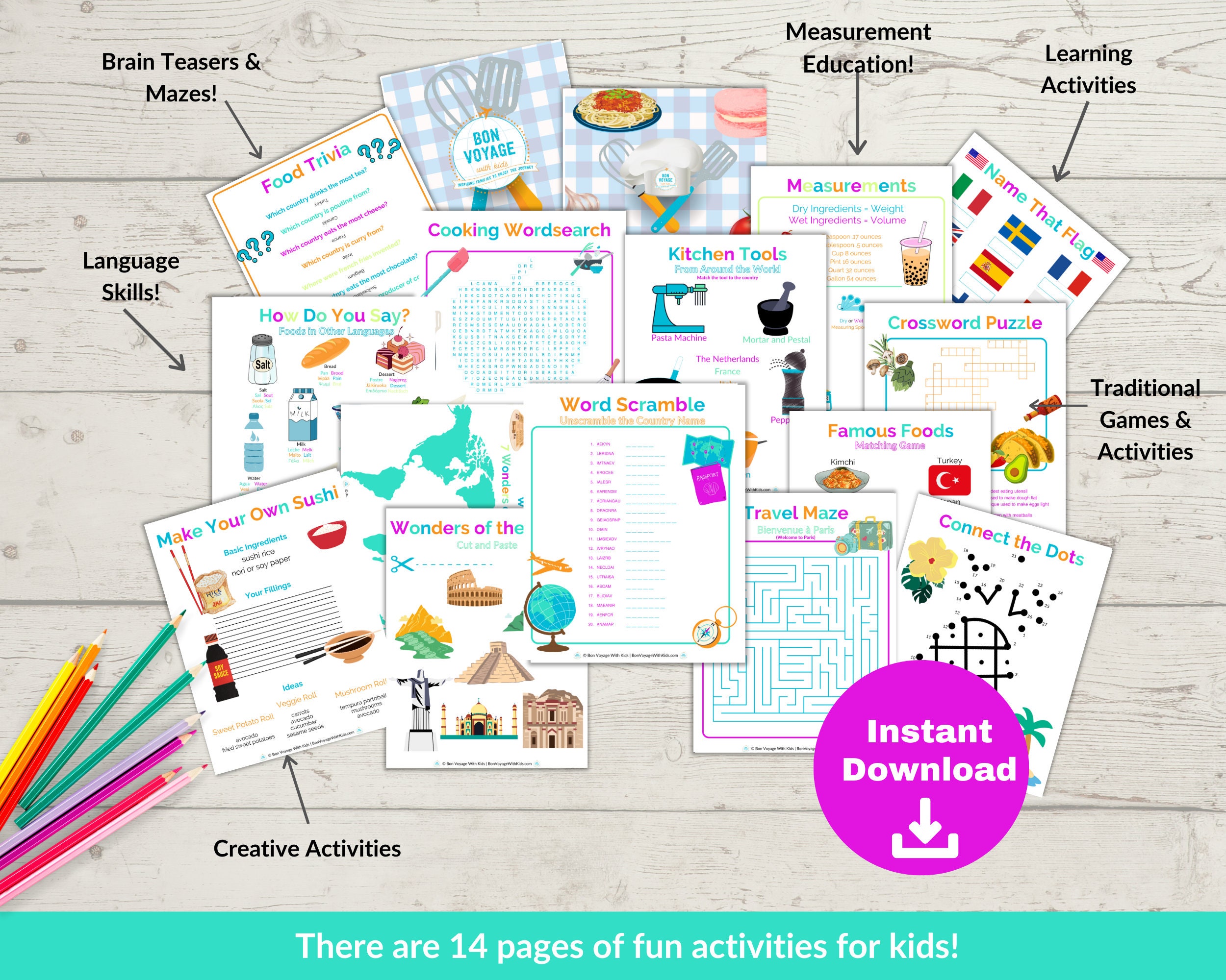 Culinary Trip Around the World Activity Pack Educational Kids Activity ...
