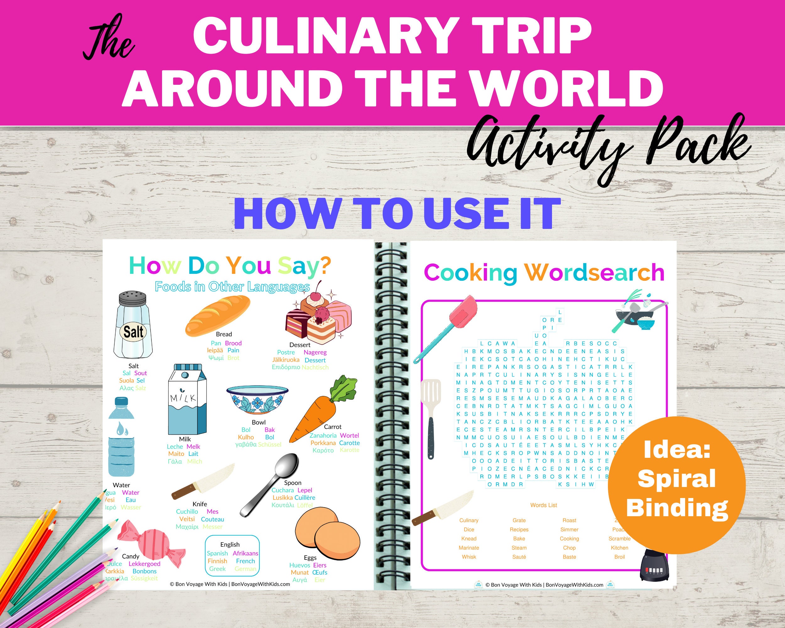 Culinary Trip Around the World Activity Pack Educational Kids Activity ...