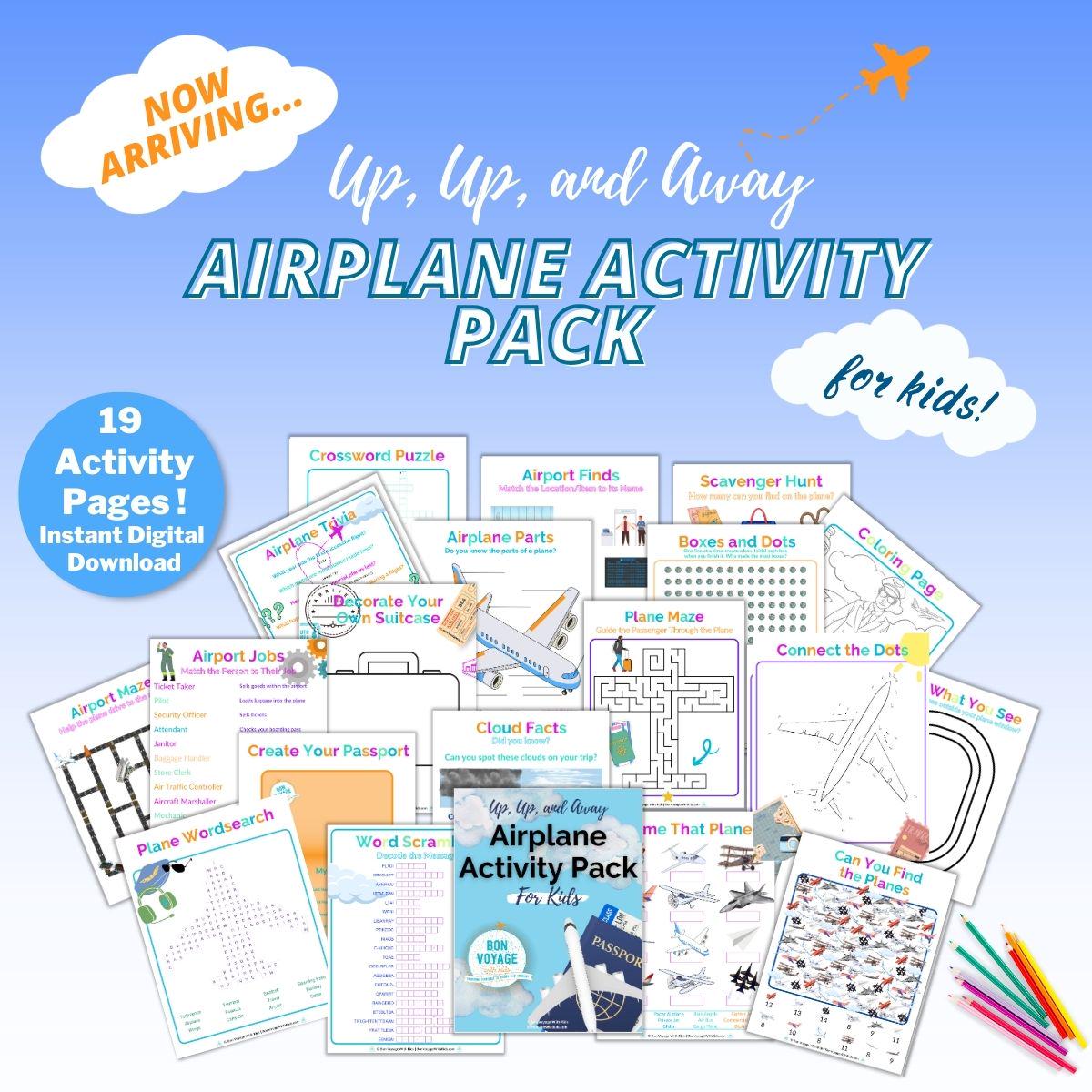 Airplane Activity Pack for Kids: Travel Games & Puzzles (digital ...