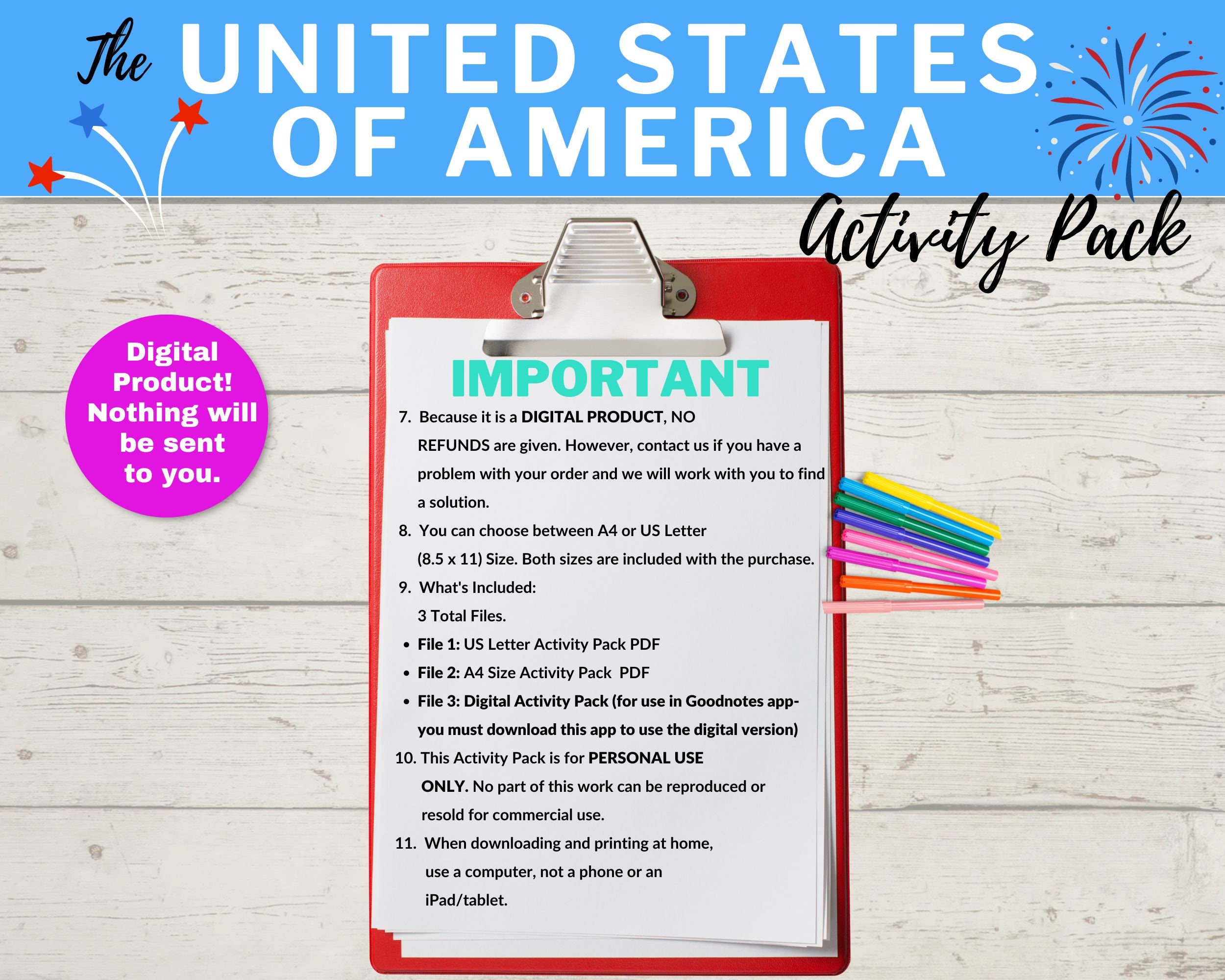 USA Activity Pack for Kids: Printable Games & Coloring Pages (digital ...
