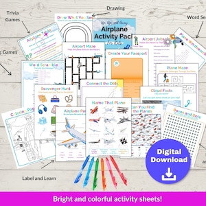 Up, Up, and Away Airplane Activity Pack for Kids - Airplane Activities ...