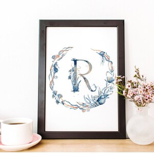 Custom Initial, Watercolor Seashell, Marine Life, Sea Life, Custom ...