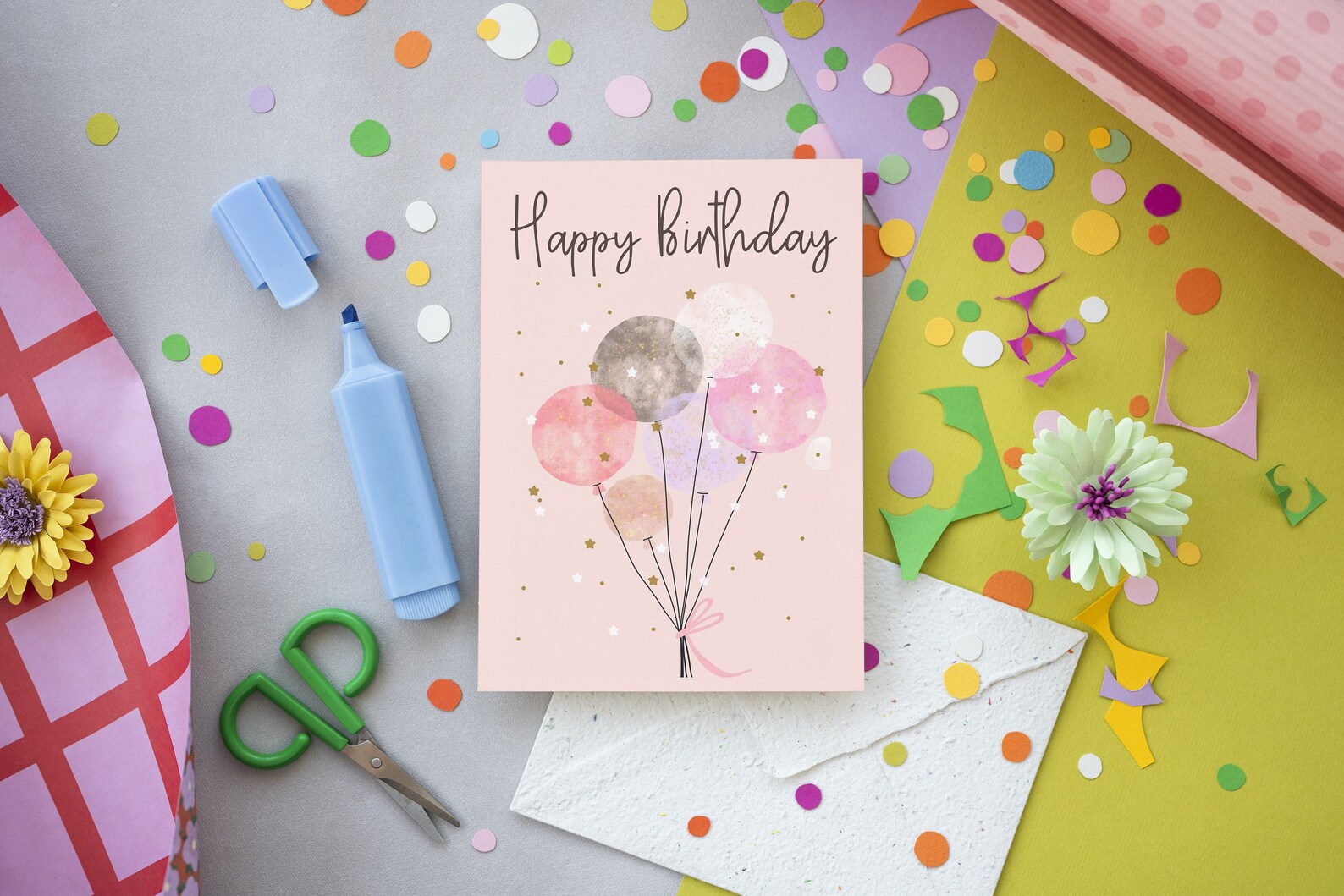 Printable Birthday Card Balloons Digital Card Printable - Etsy