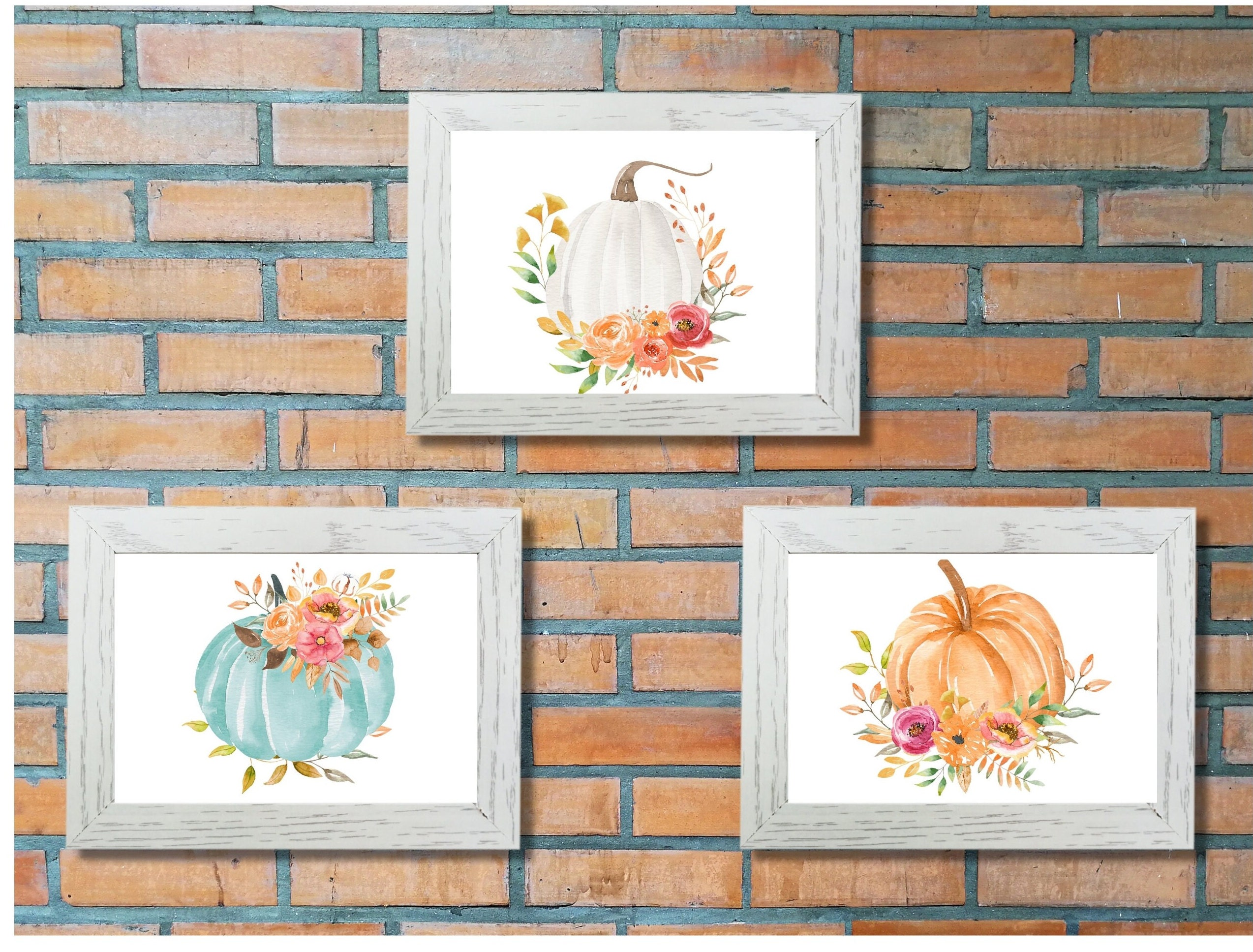 Set of Three Pumpkin Printable - Floral - Pumpkin Printable - Fall ...