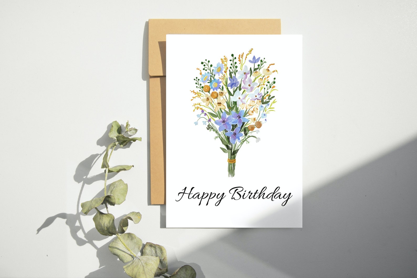 Printable Birthday Card Digital Card Printable Card Watercolor Flowers ...