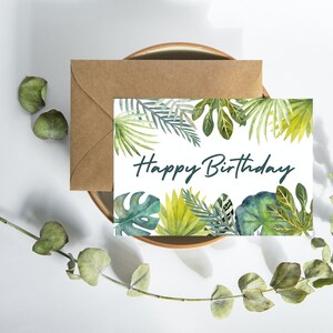 Tropical Leaves Birthday Card | Printable 5x7in (digital Download) - Etsy