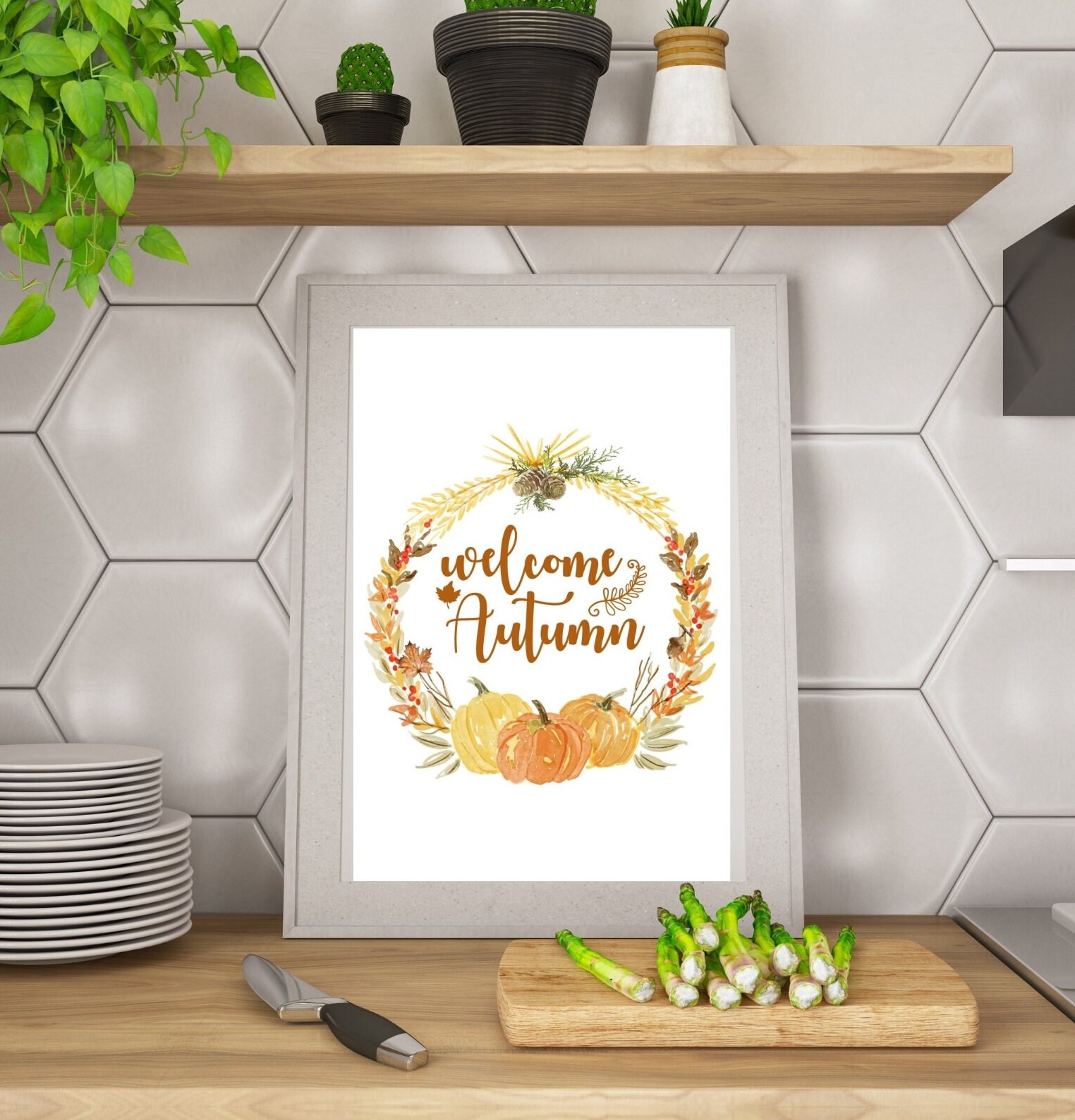 Welcome Autumn Printable - Autumn Decor - Pumpkin Printable - Fall ...