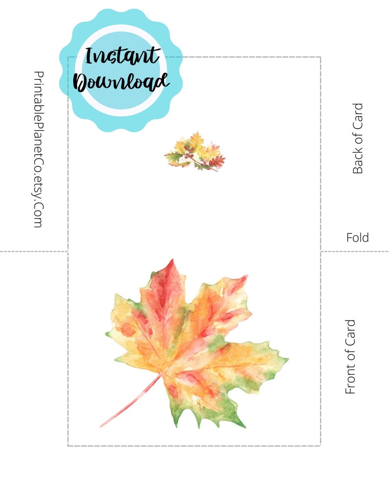 Set of 3 Printable Cards | Autumn Leaves | Notecards | Watercolor ...
