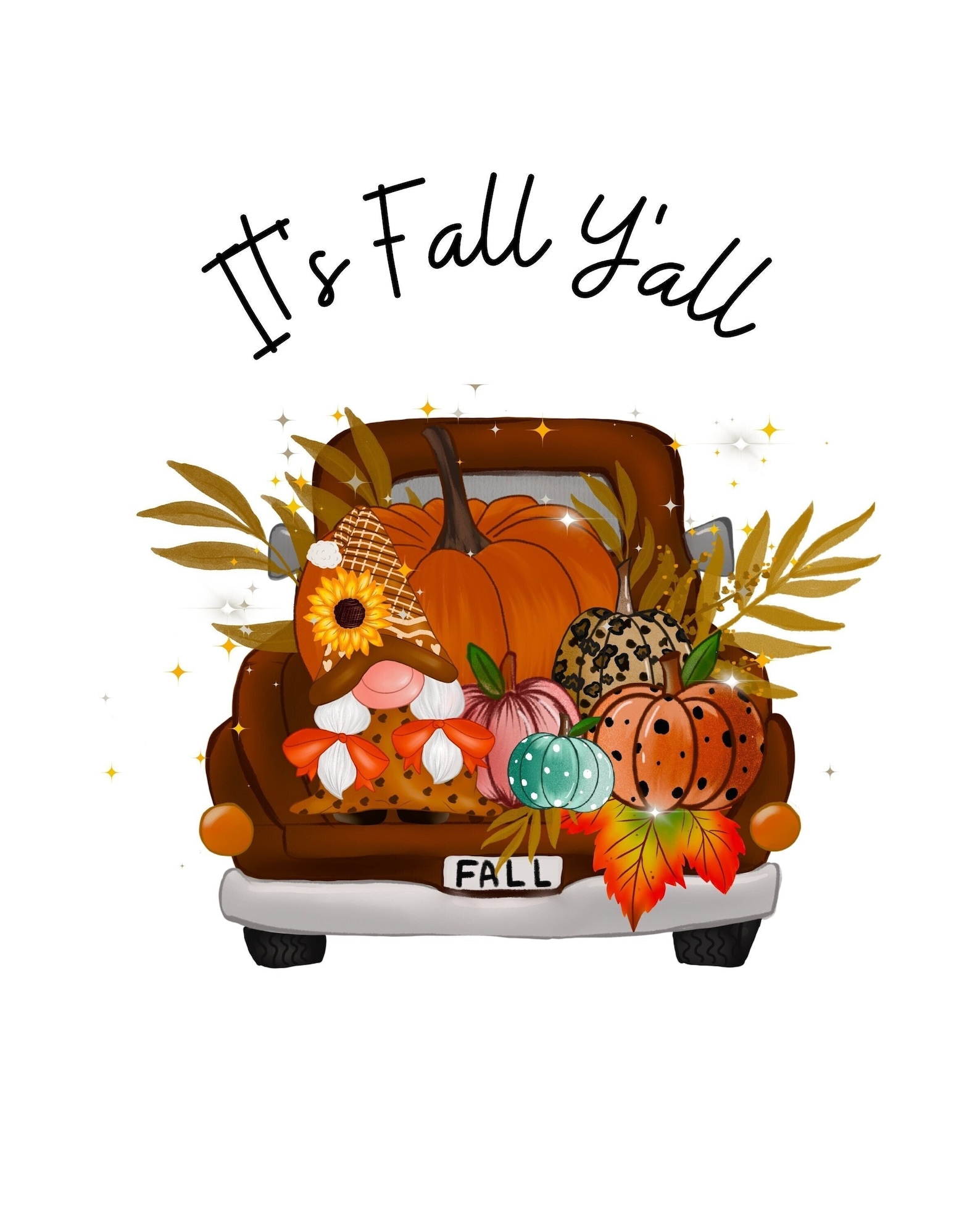 8x10in It's Fall Y'all Printable Autumn Decor Pumpkin Gnome Fall ...