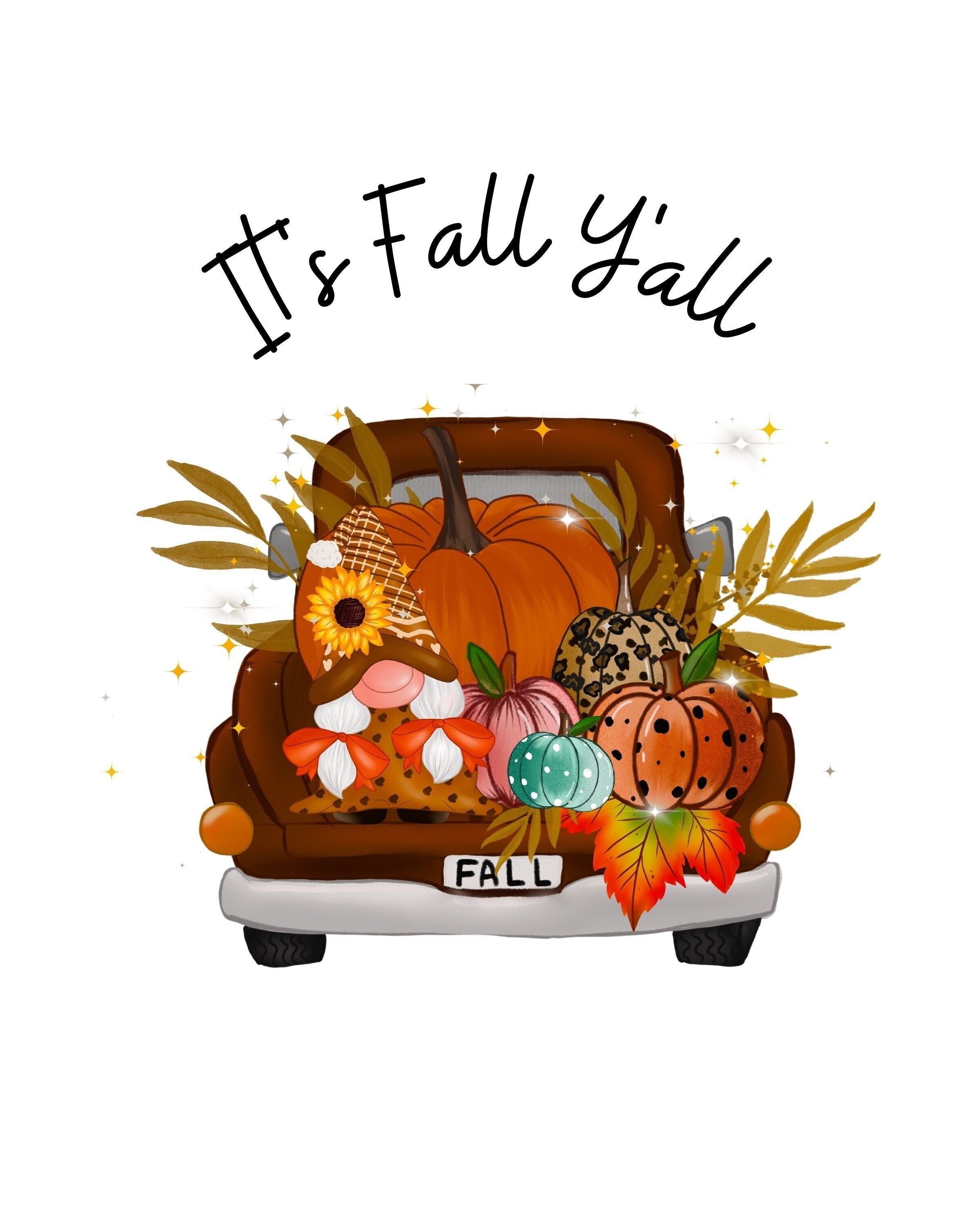 8x10in It's Fall Y'all Printable Autumn Decor Pumpkin Gnome Fall ...