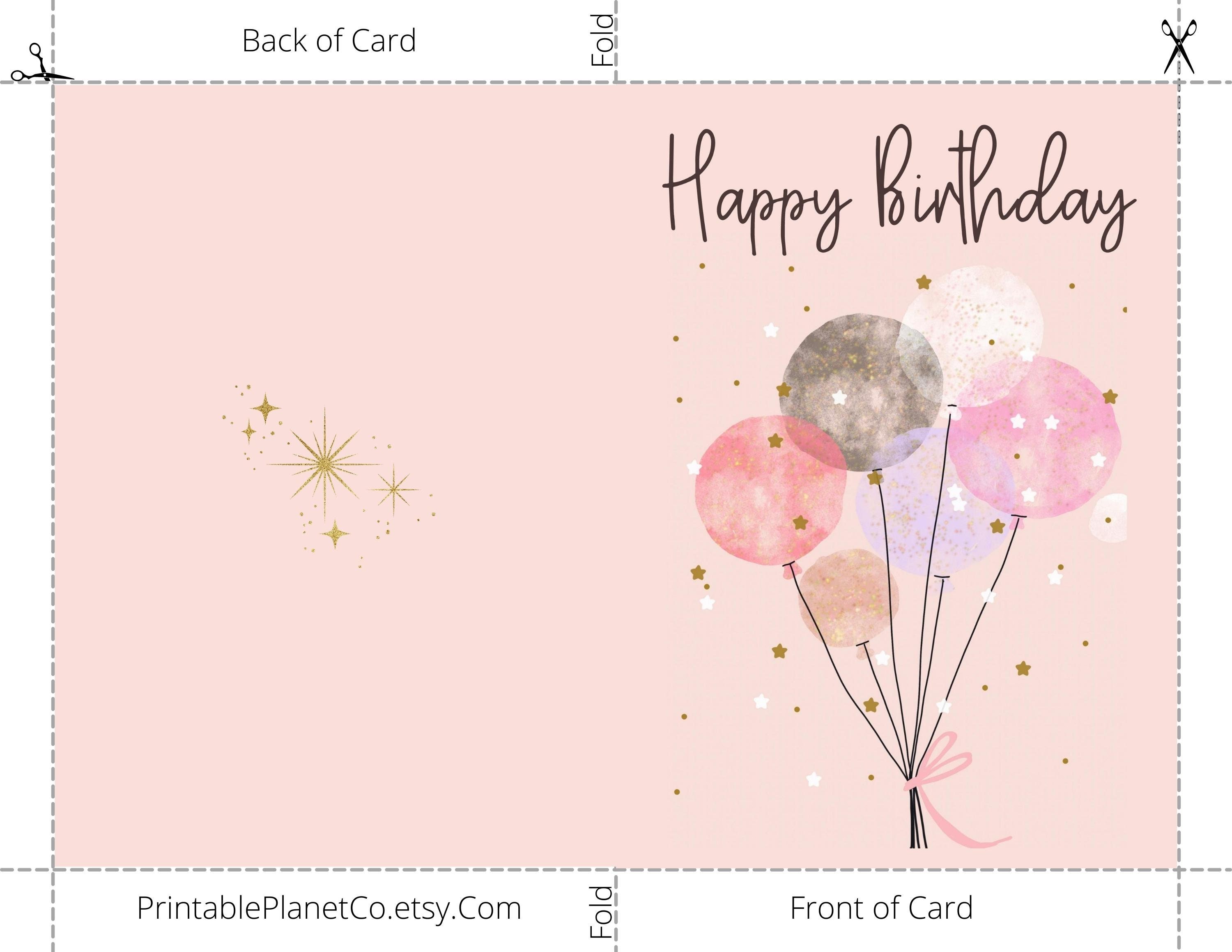Printable Birthday Card Balloons Digital Card Printable Card Happy ...
