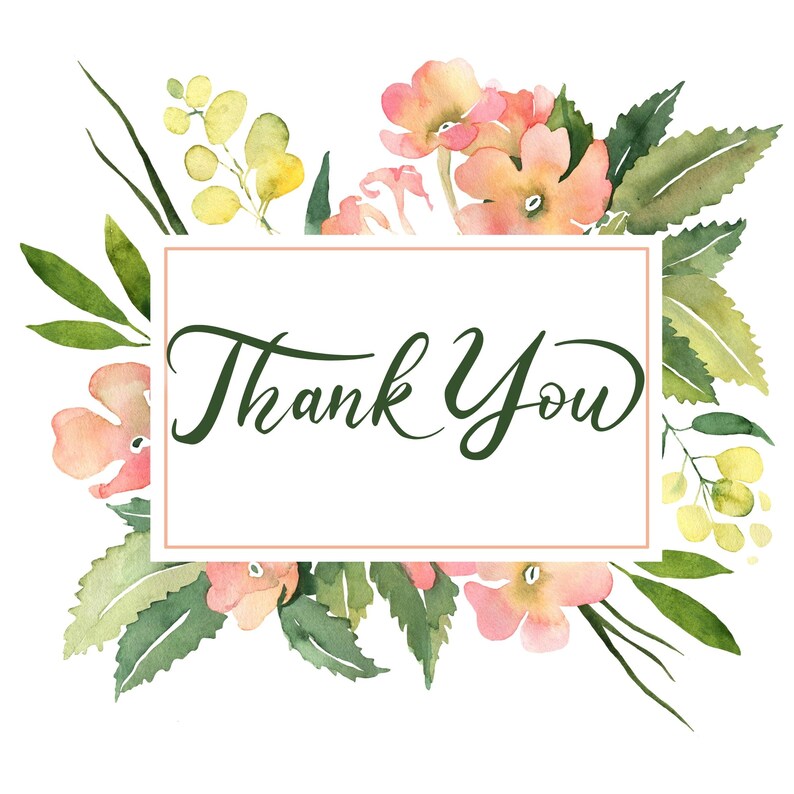 Tarjeta de agradecimiento imprimible / Gracias / Corona de flores / 5.25 x 5.25in / Tarjeta ...
