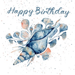 Printable Birthday Card | Happy Birthday | Sea Shell | Seahorse ...