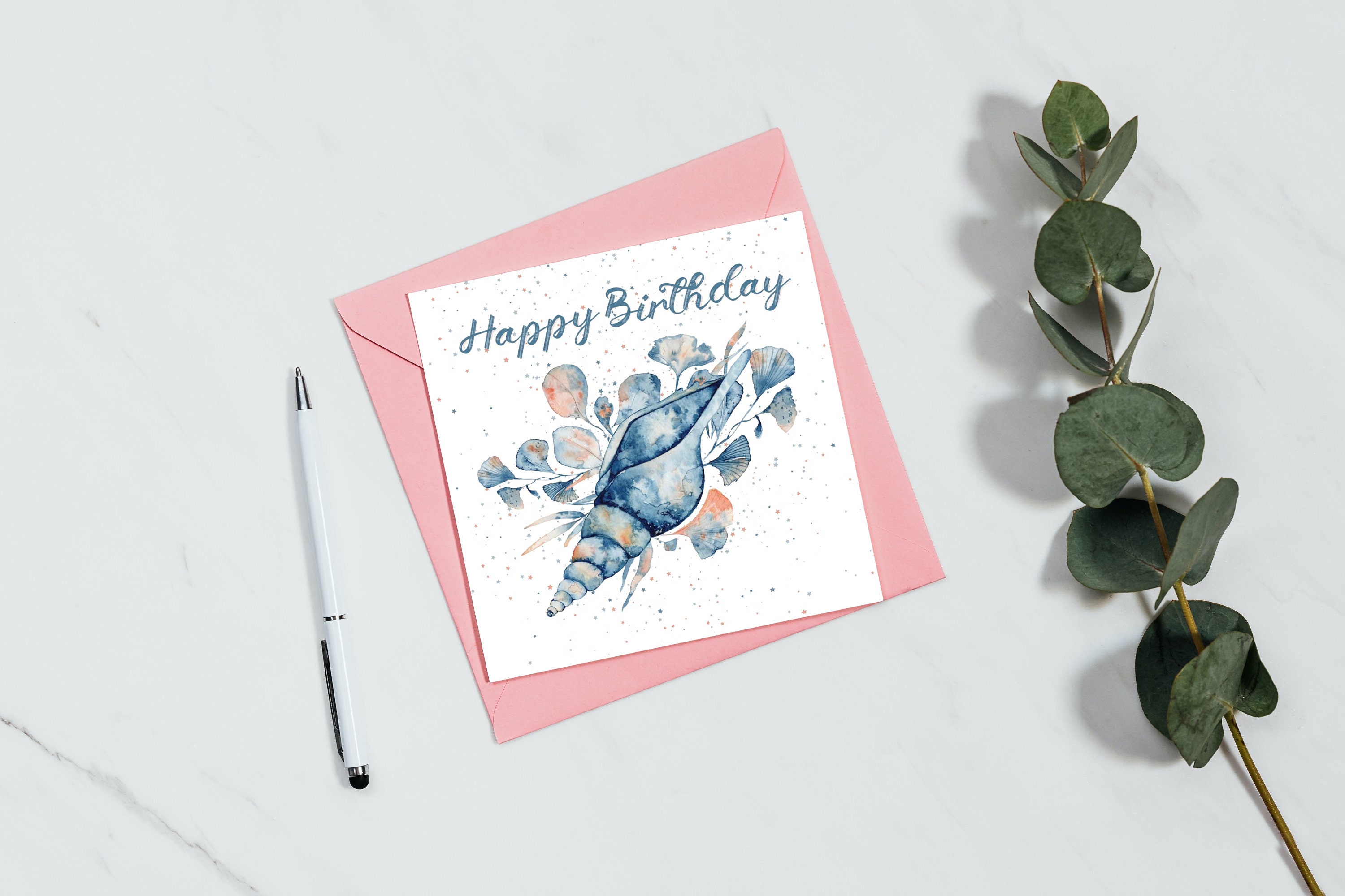 Printable Birthday Card | Happy Birthday | Sea Shell | Seahorse ...