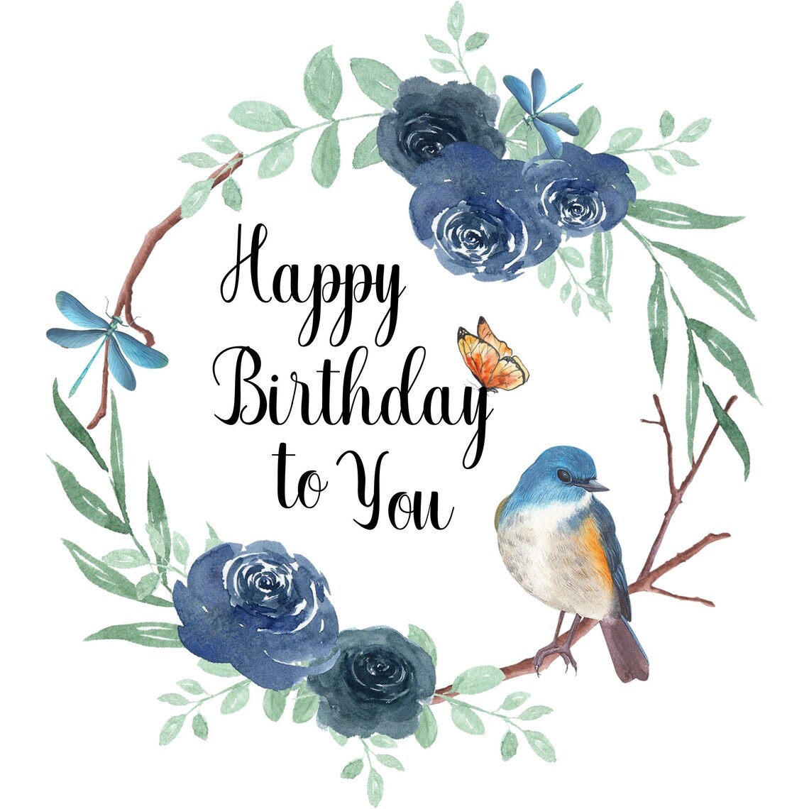 Printable Birthday Card | Happy Birthday | Bluebird | Butterfly ...