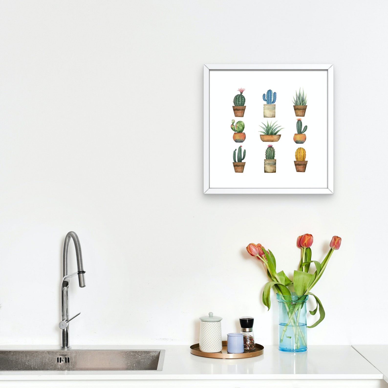 Watercolor Cactus Print, Cactus Art Print, Digital Cactus Artwork ...