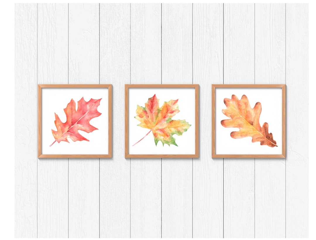 Set of Three Watercolor Autumn Leaves - Fall Printable - Fall Decor ...