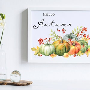 Hello Autumn, Printable - Autumn Decor - Pumpkin Printable, Fall ...