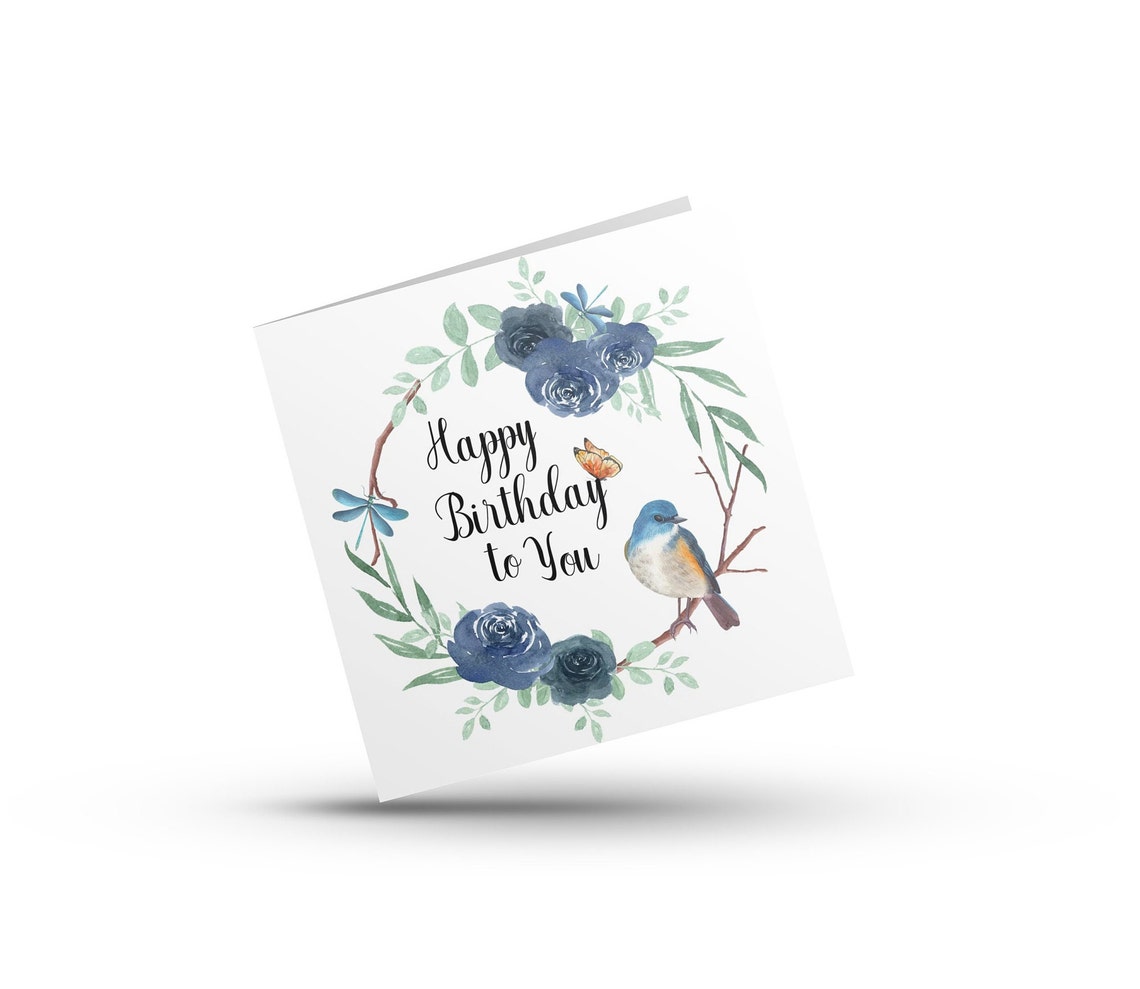 Printable Birthday Card | Happy Birthday | Bluebird | Butterfly ...