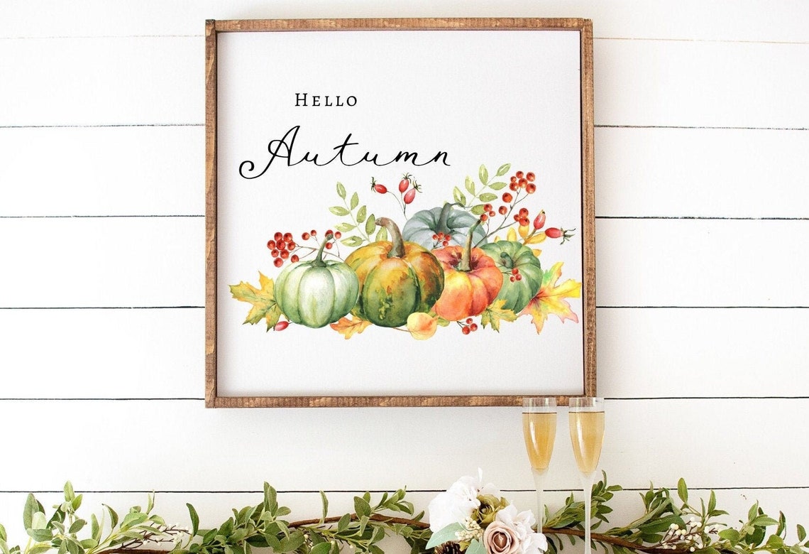 Hello Autumn, Printable Autumn Decor Pumpkin Printable, Fall Printable ...