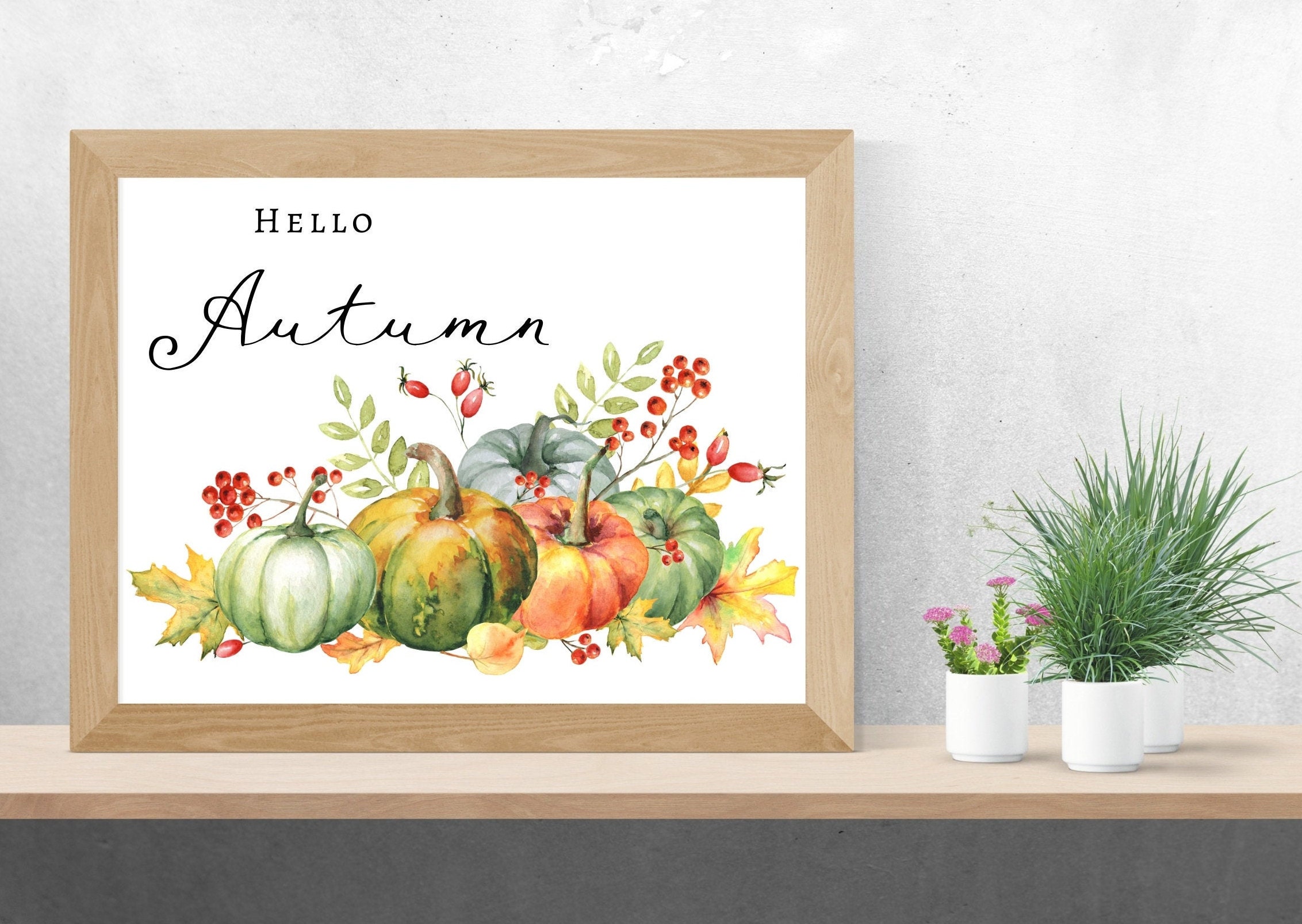 Hello Autumn, Printable - Autumn Decor - Pumpkin Printable, Fall ...