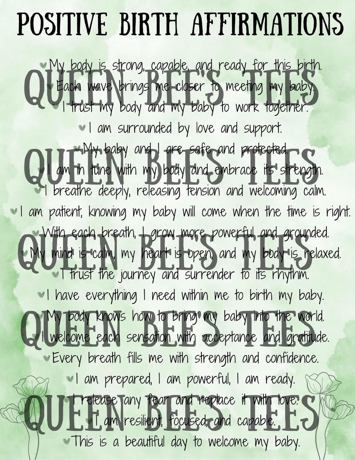 Printable Birth Affirmations for Labor and Delivery | Positive ...