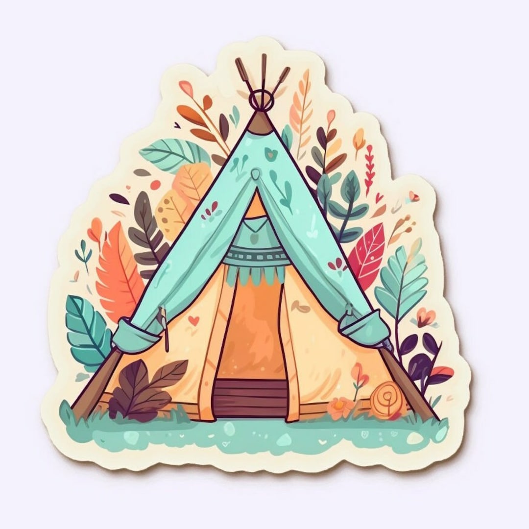 Cute Boho Teepee Camping Tent Sticker - Etsy