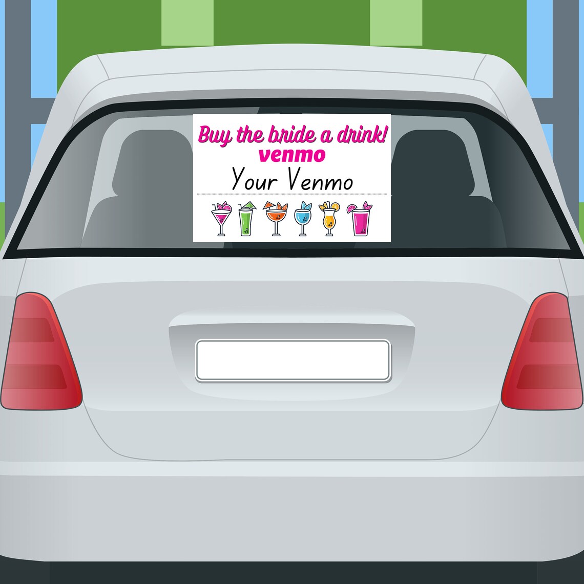 Buy The Bride A Drink Sign For The Car Easy To Read On The Etsy