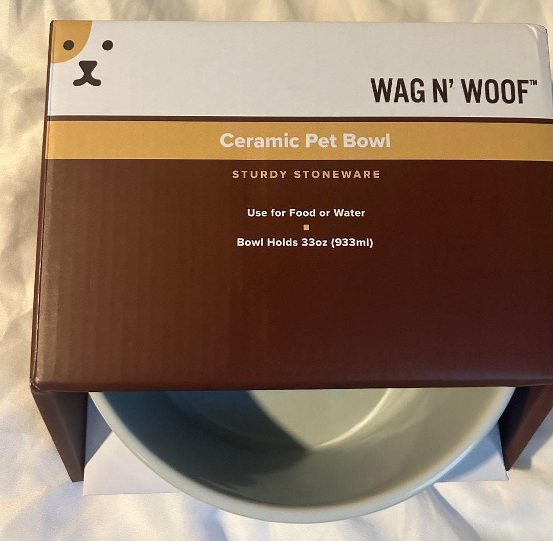 WAG N' WOOF Ceramic Dog Bowls With Bone Pattern, Dog Food Dish for Dogs ...