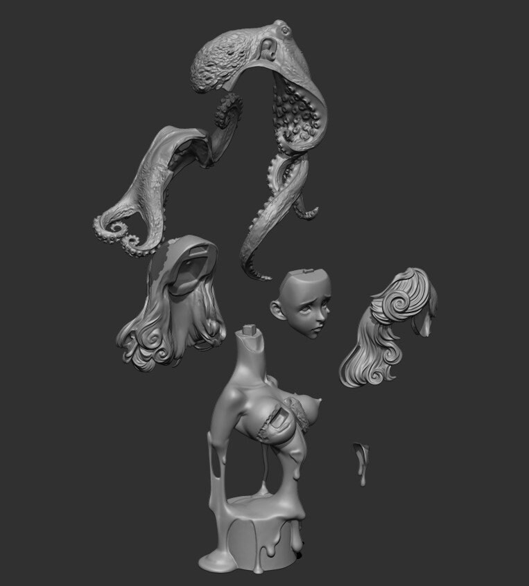 Sexy Waifu Anime Female Octopus Girl N0030 Split Whole Stl 3d Model Print Etsy