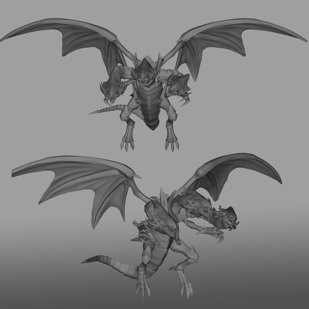 Blue Eye Whited Dragon D2 Legendary Creature Split STL 3D Model Print ...