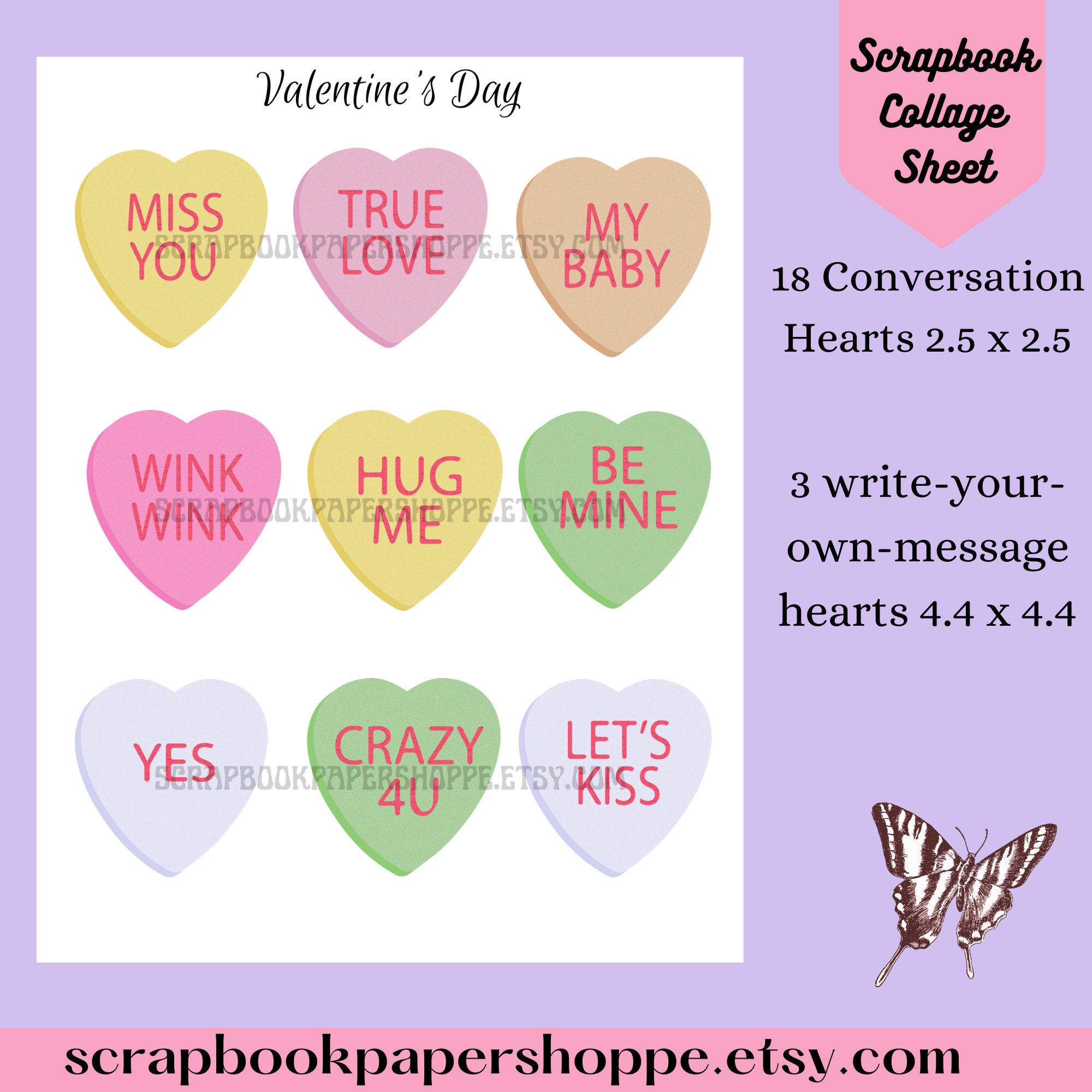 Valentine's Day Printable Clip Art, Conversation Hearts Clip Art ...