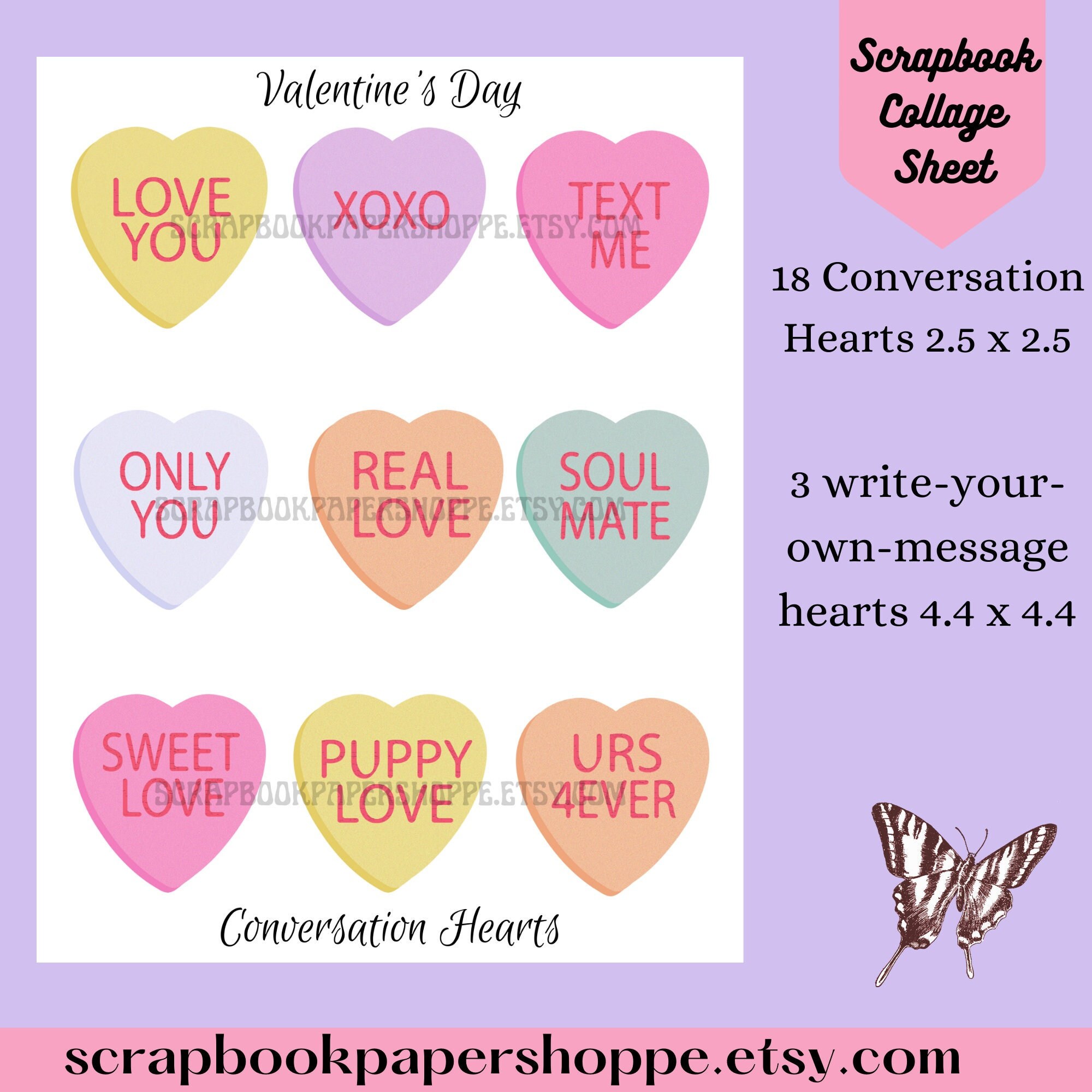 Valentine's Day Printable Clip Art, Conversation Hearts Clip Art ...