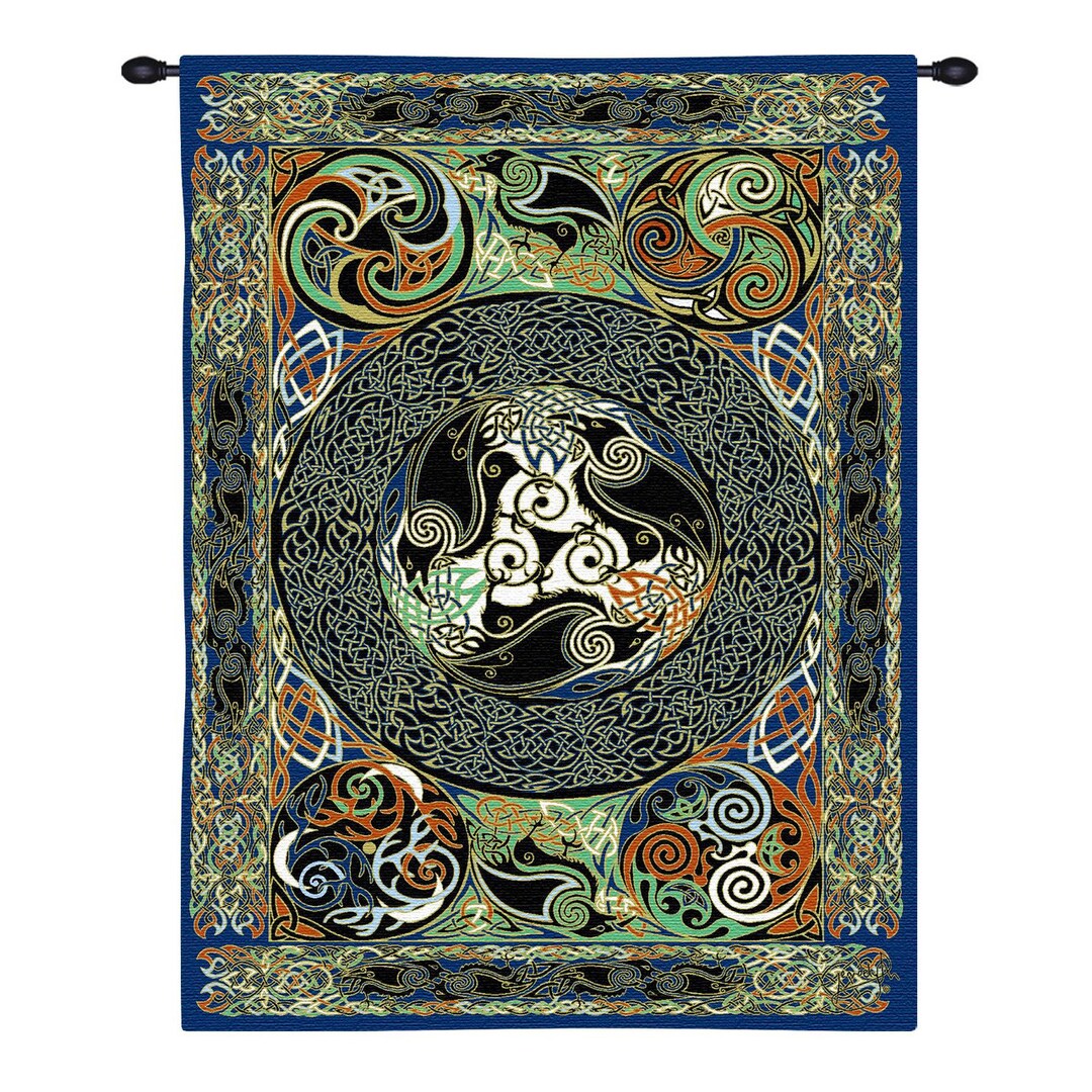 53x73 CELTIC RAVENS PANEL Knot Irish Ireland Decor Tapestry Wall ...