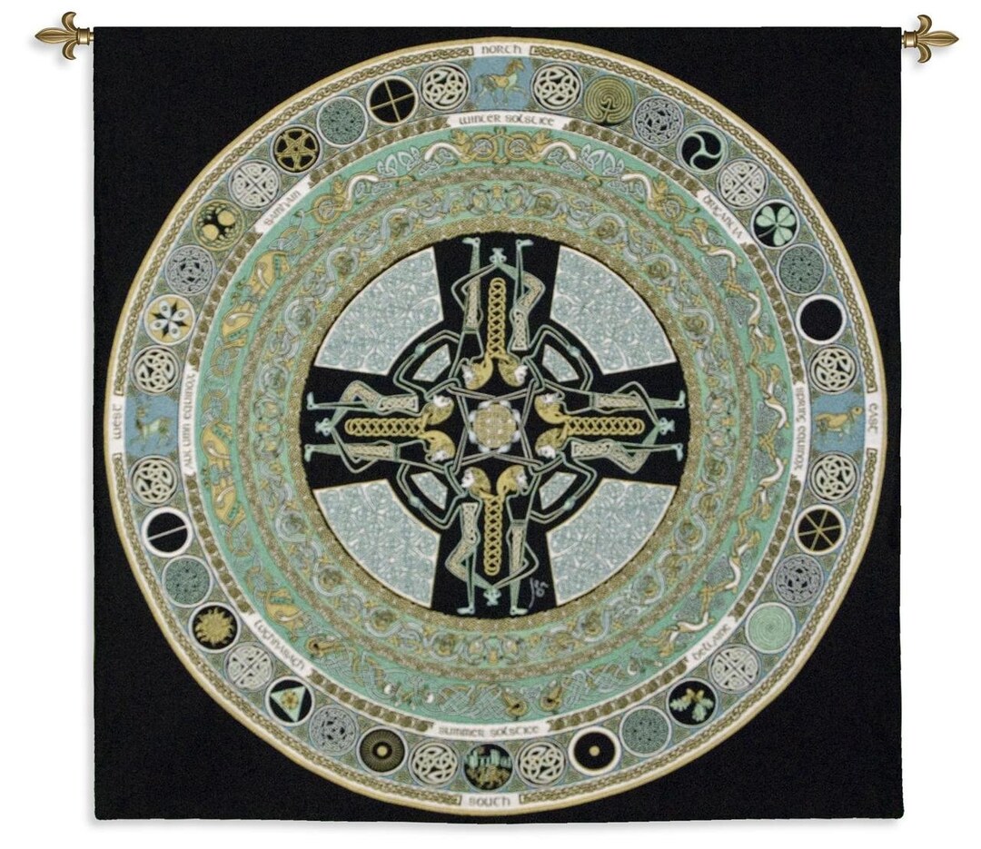 52x51 CELTIC MANDALA Knot Tribal Symbols Irish Ireland Decor Tapestry ...