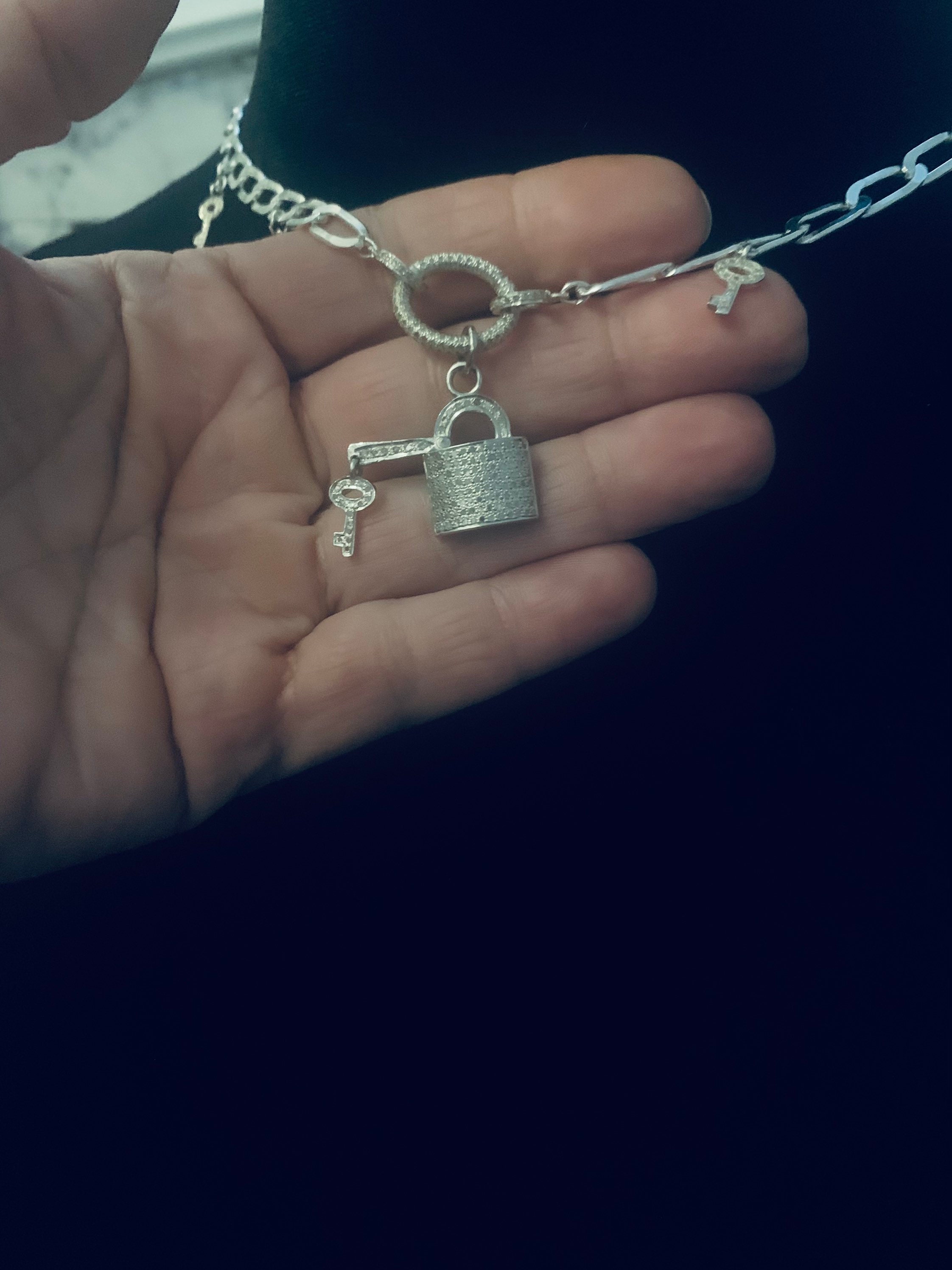 Sterling Silver Lock and Key Necklace/ 925 Necklace and - Etsy