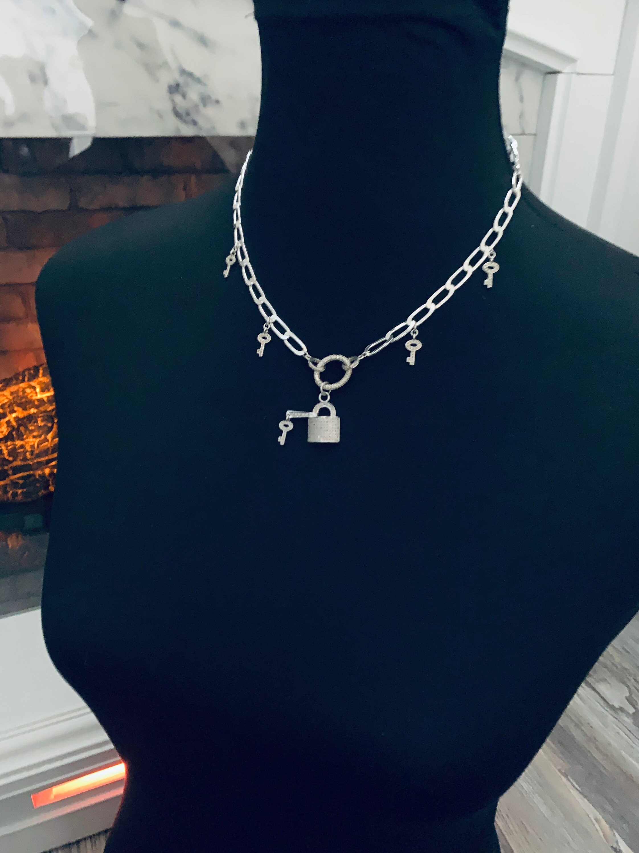 Sterling Silver Lock and Key Necklace/ 925 Necklace and - Etsy